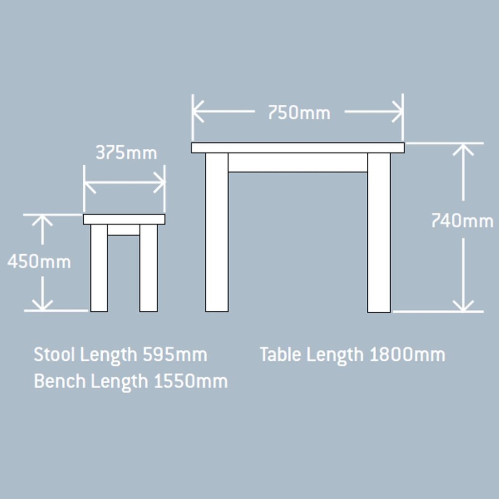 Wooden Rectangular Table and Benches - Castle Range - Woodberry