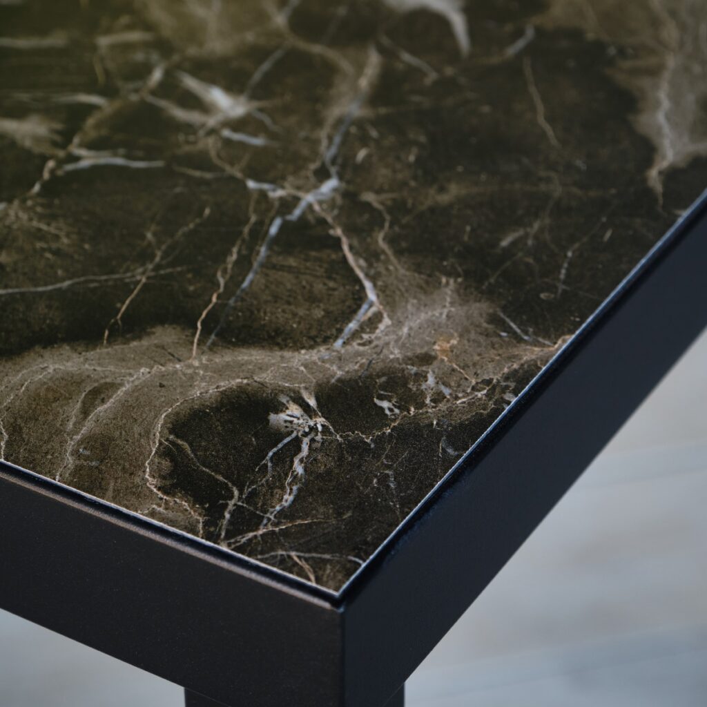 Square Table Black & Marble Effect - Camden Range - Woodberry