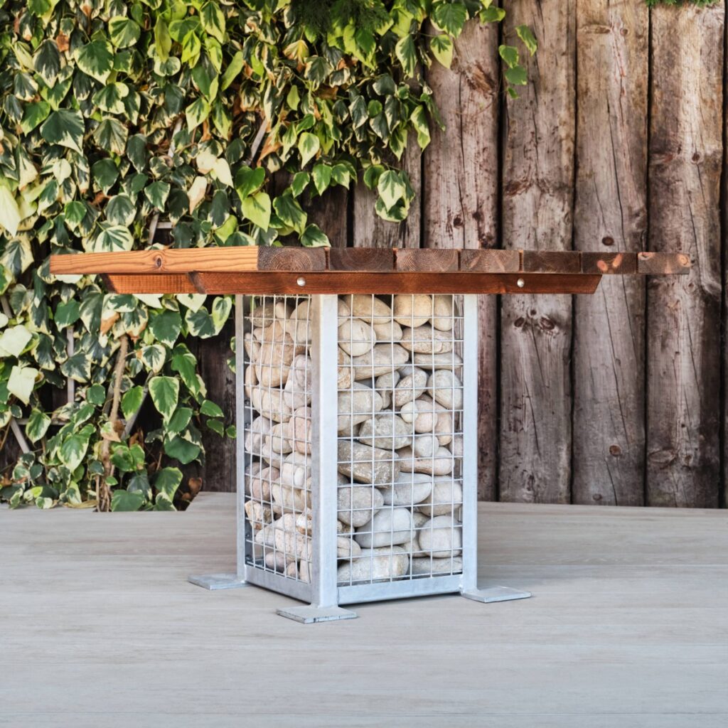 Gabion Square Table Softwood Top | For Pubs, Hotels & Universities