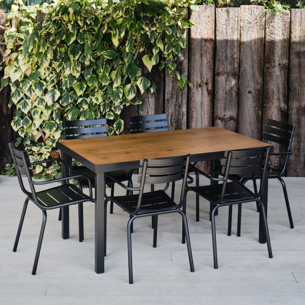 Metal Chair and Wood Effect Table Set - Woodberry