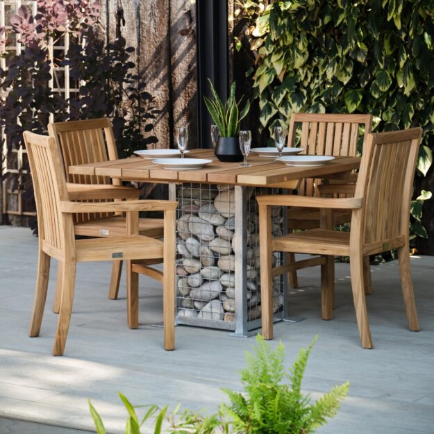 Gabion Square Table Softwood Top | For Pubs, Hotels & Universities