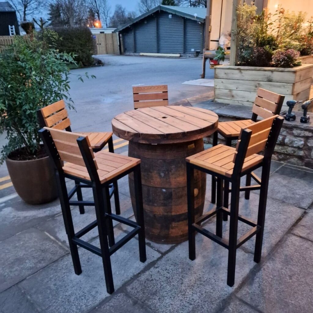 x3 Outdoor Barrel Poseur Table with Top - Woodberry