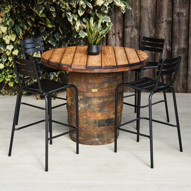 Outdoor Barrel Poseur Table with Large Table Top - Woodberry
