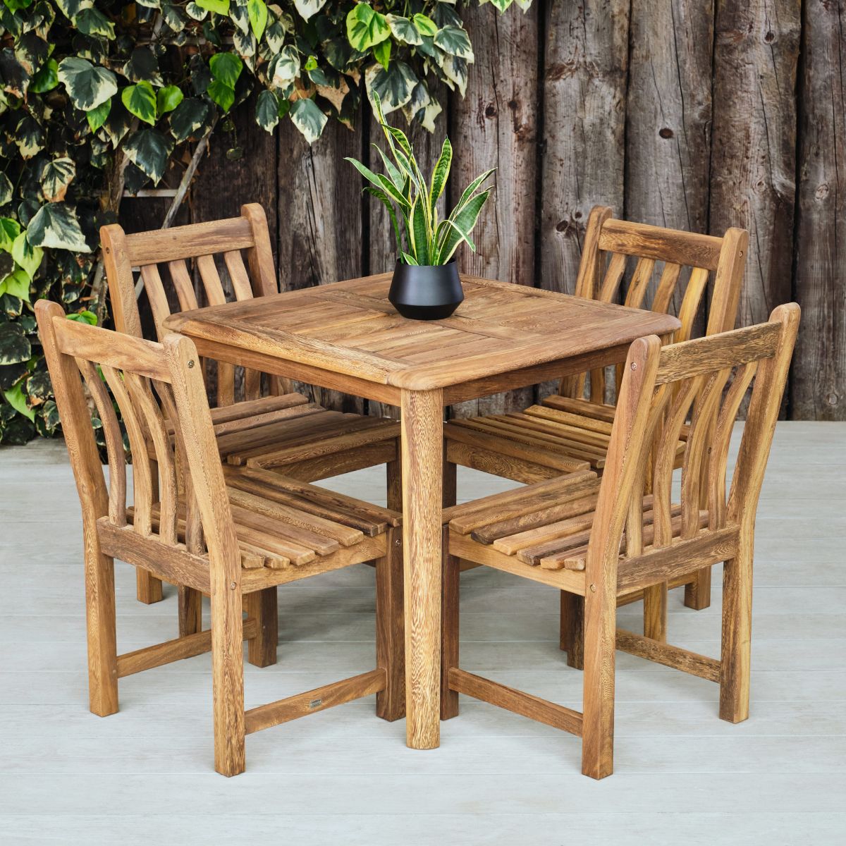 Hardwood Outdoor Square Table & Side Chairs Set - Harbury Range - Woodberry