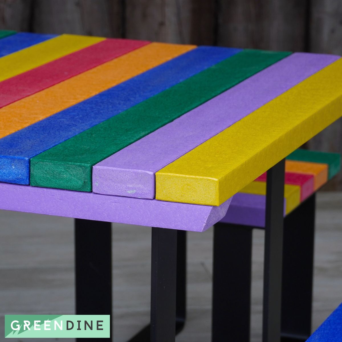 Colourful Square Recycled Plastic Steel Frame Table - Greendine - Woodberry