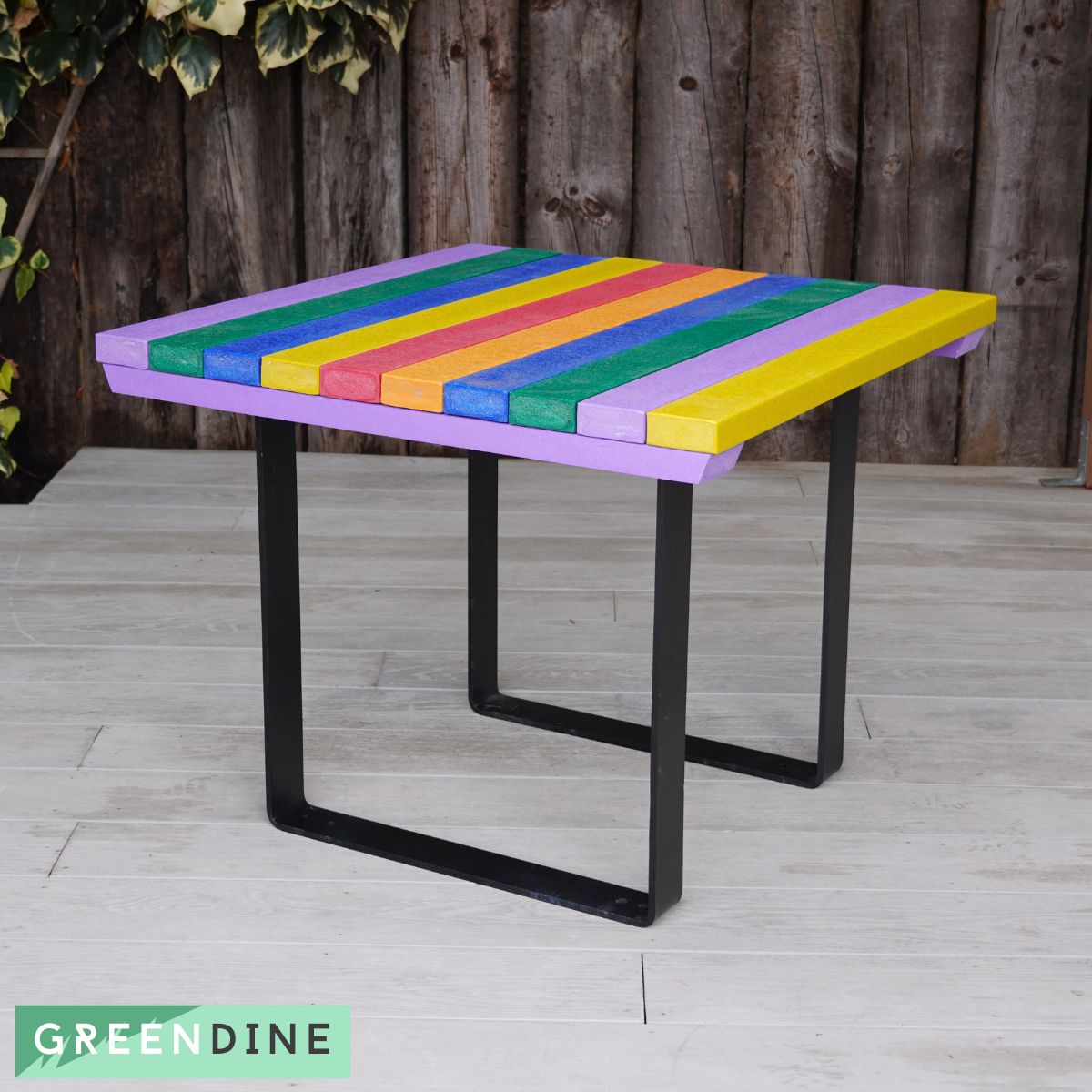 Colourful Square Recycled Plastic Steel Frame Table - Greendine - Woodberry