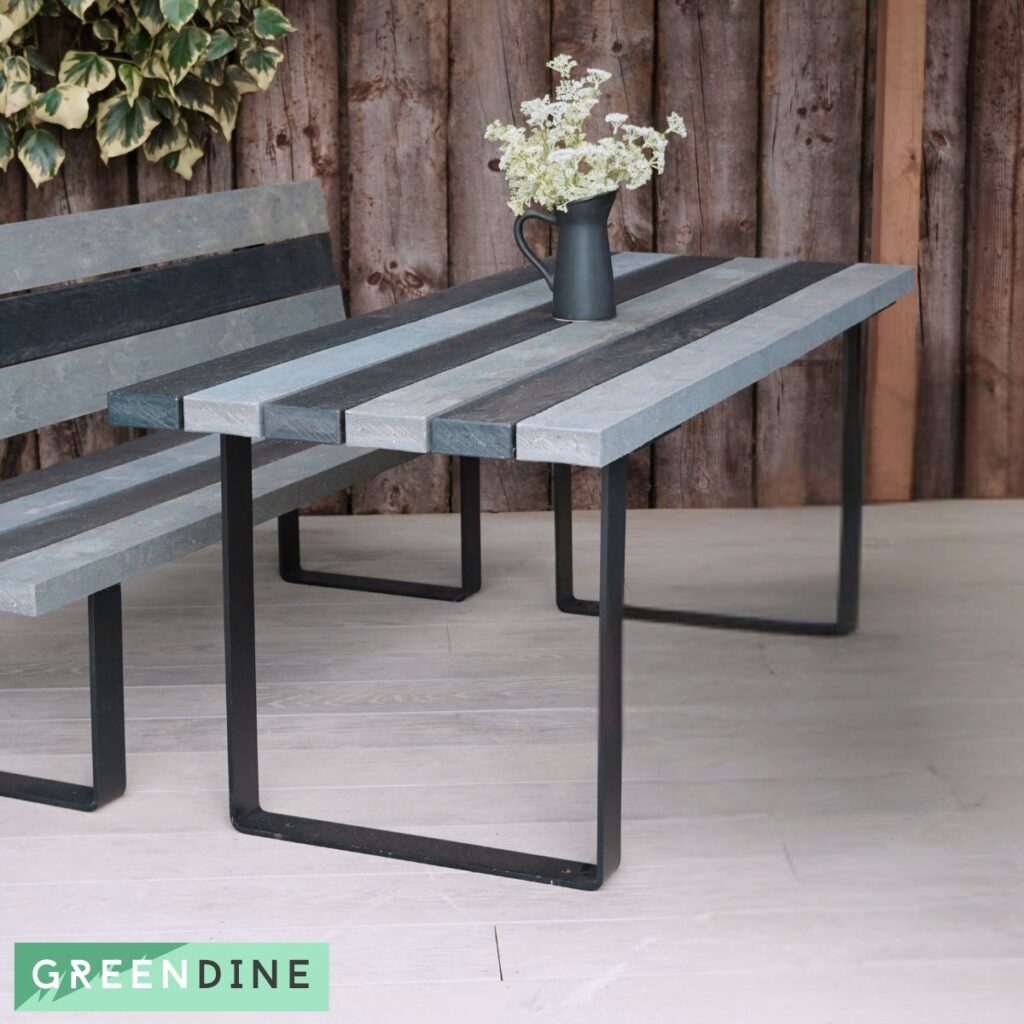 Rectangular Recycled Plastic Steel Frame Table - Greendine - Woodberry
