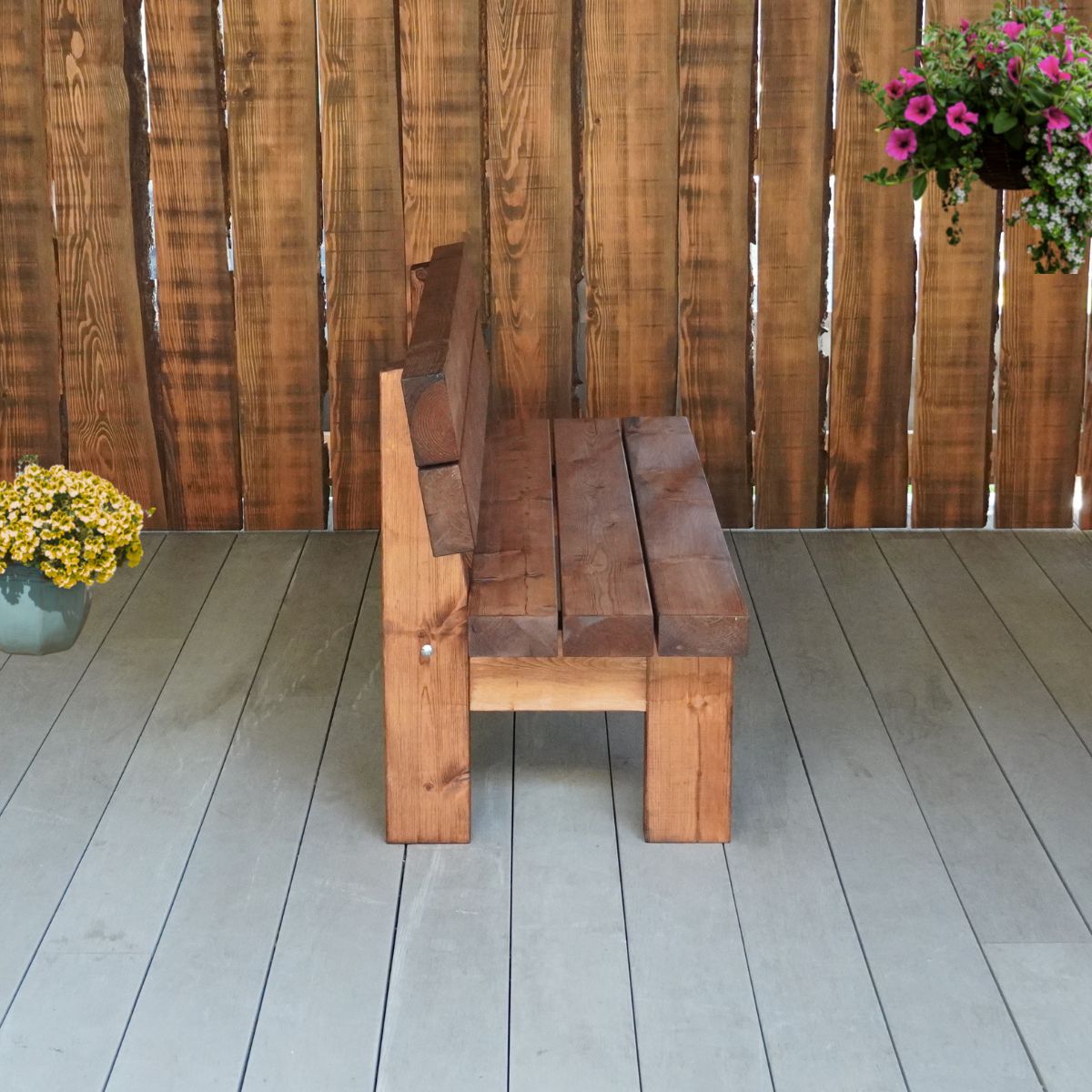 Super Chunky Wooden Bench with Backrests – Texan Range - Woodberry
