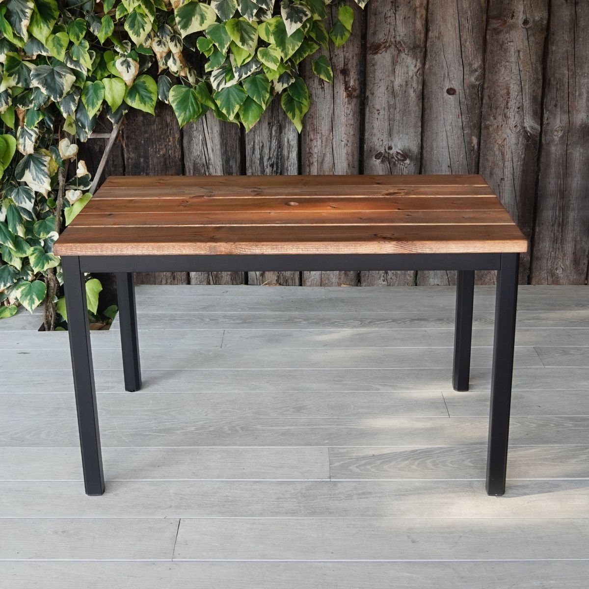 Chunky Wooden Rectangular Table with Metal Base - Woodberry