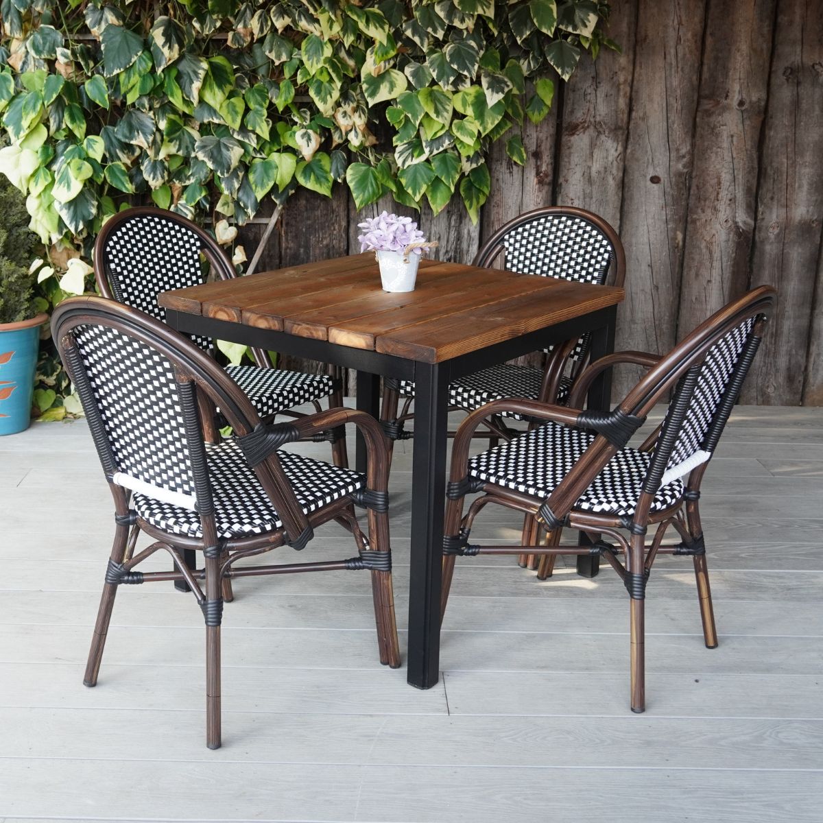 Chunky Wooden Dining Table with Metal Frame - Woodberry