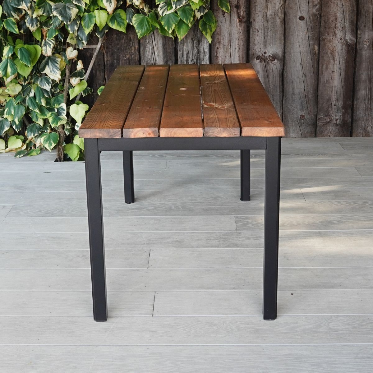 Chunky Wooden Dining Table with Metal Frame - Woodberry
